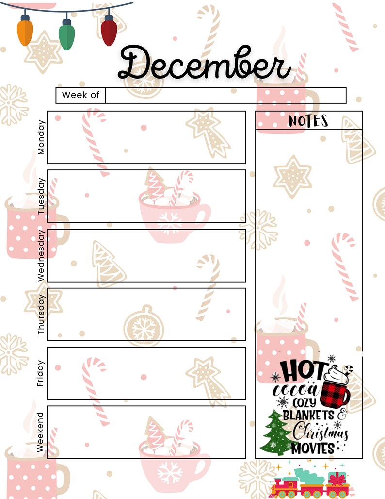 Happy Planner Weekly Agenda Organizer Pages - December - Colorful - Etsy