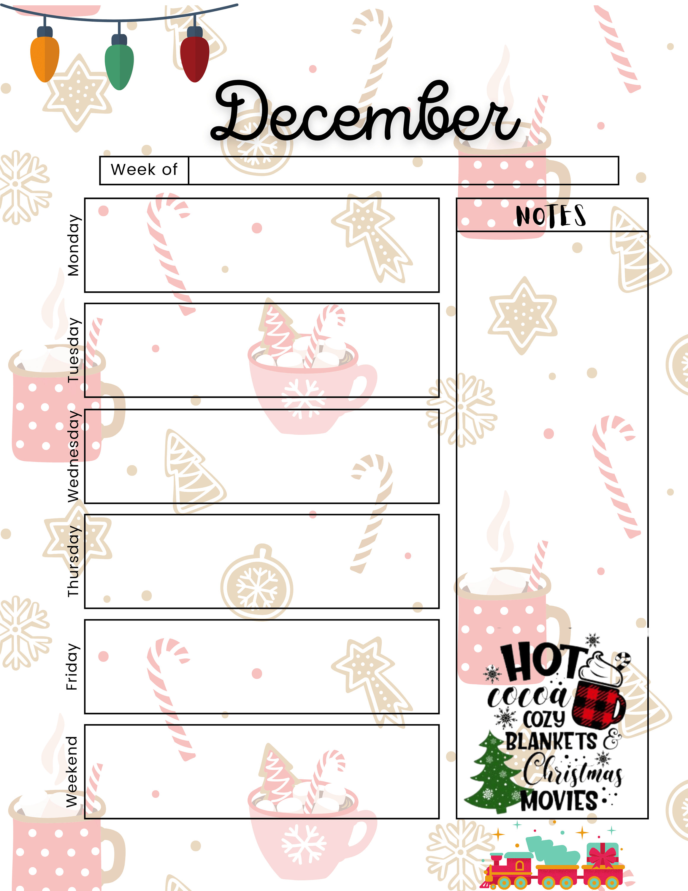 Happy Planner Weekly Agenda Organizer Pages - December - Colorful - Etsy