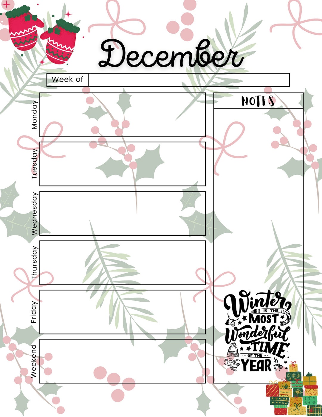 Happy Planner Weekly Agenda Organizer Pages - December - Colorful - Etsy