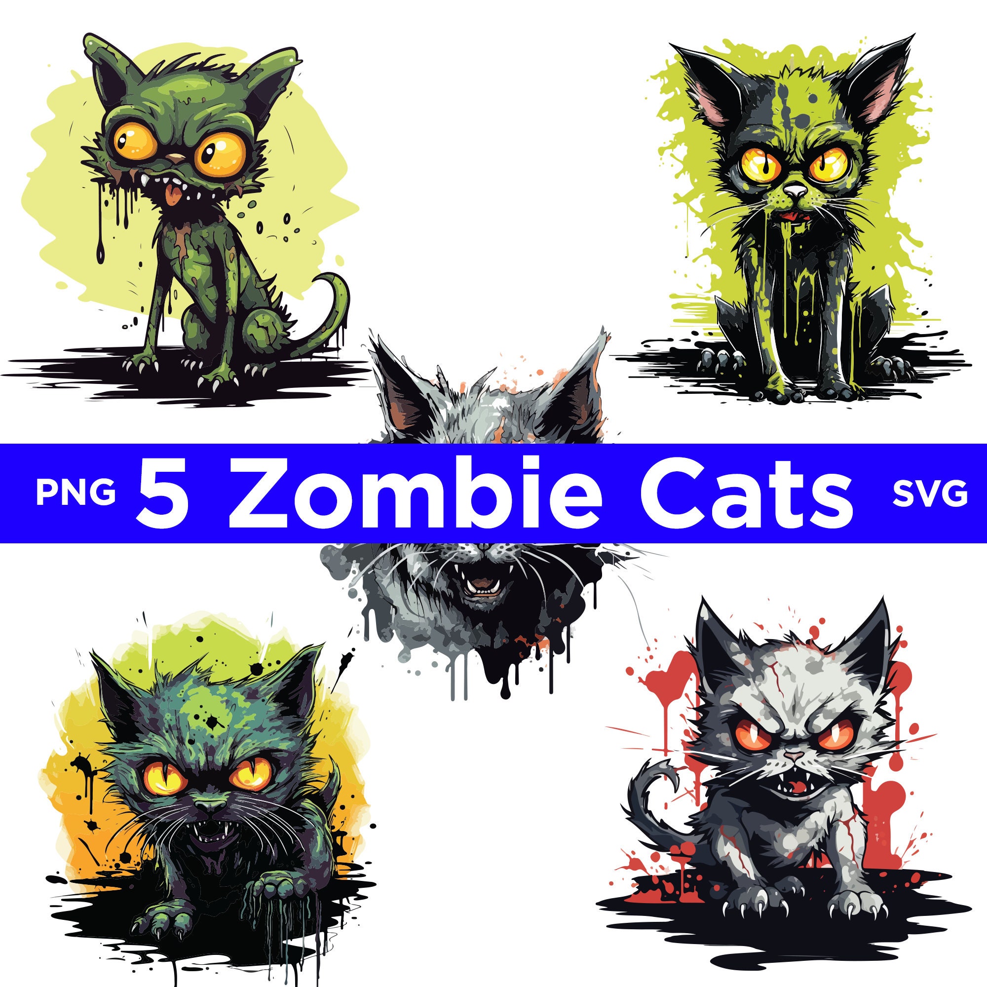 Zombie Cat SVG Bundle Zombie Cat SVG SVG Files for Cricut - Etsy