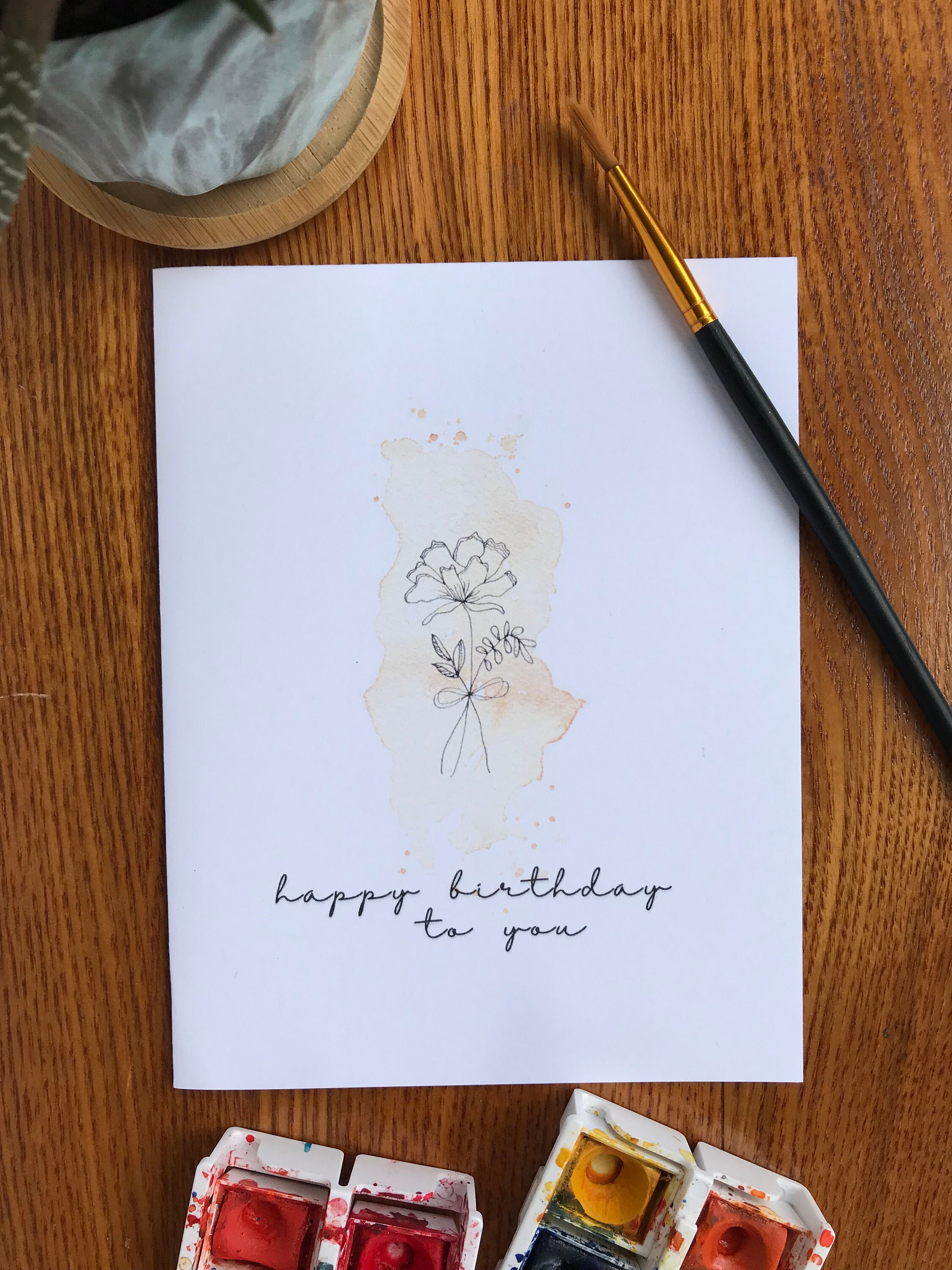 Watercolor Blush Splash Greeting Cards - Etsy