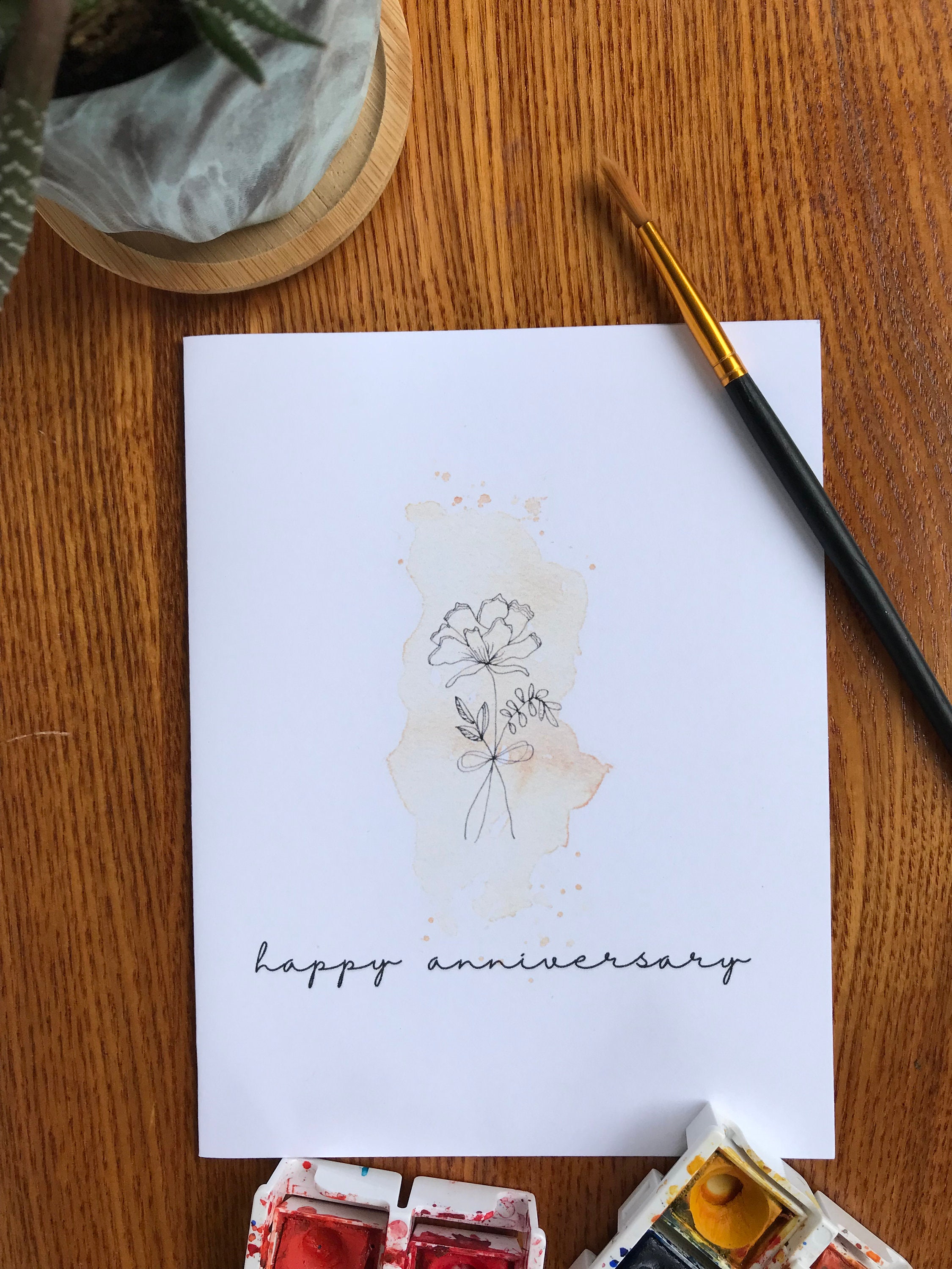 Watercolor Blush Splash Greeting Cards - Etsy