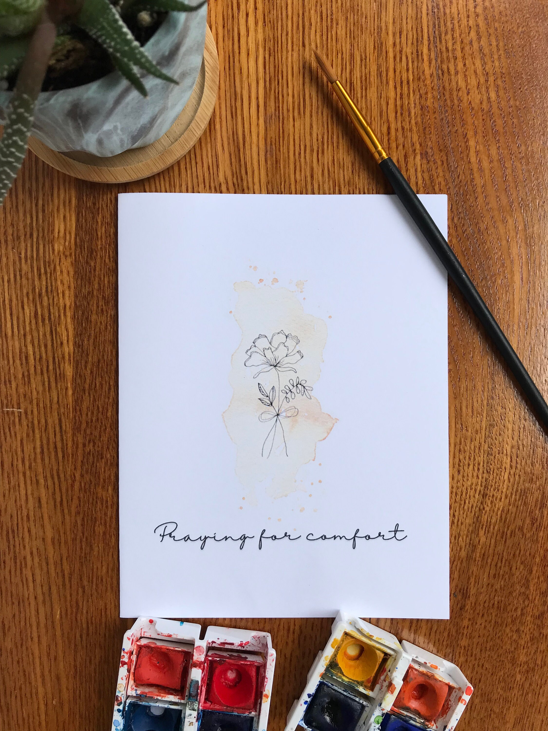 Watercolor Blush Splash Greeting Cards - Etsy