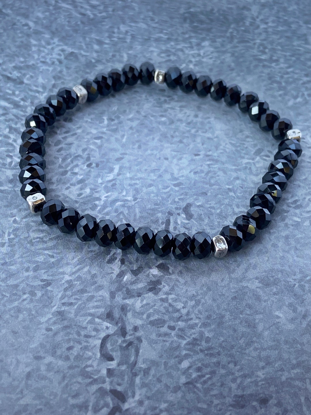 Spinel Faceted 6mm Gemstone Bracelet for Women, Beaded Stretch Bracelet ...