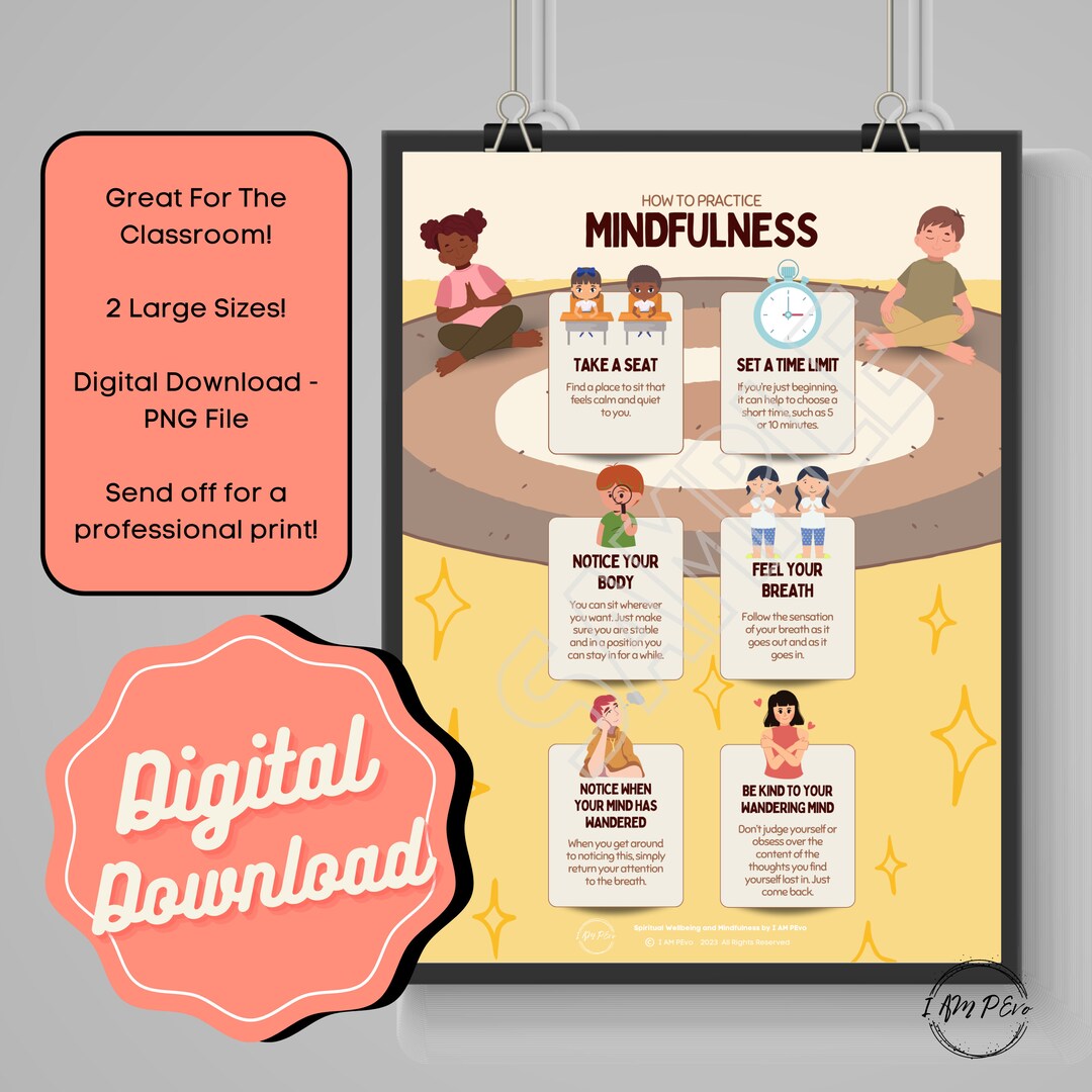 Mindfulness Classroom Poster, Practice Tips, Calm Learning (PNG ...