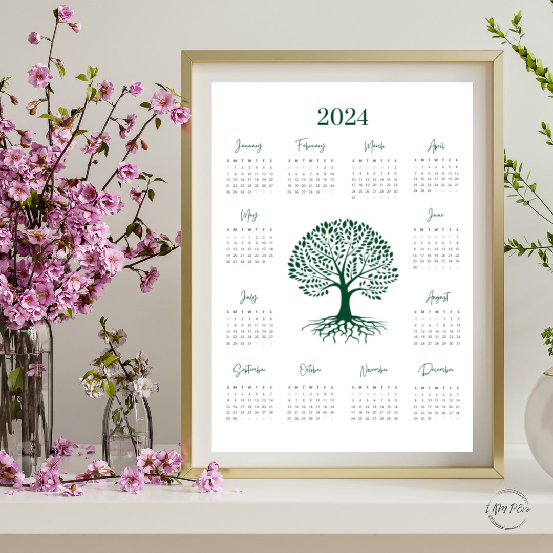 2024 Tree of Life Wall Calendar, Instant Download, PNG File, Printable ...