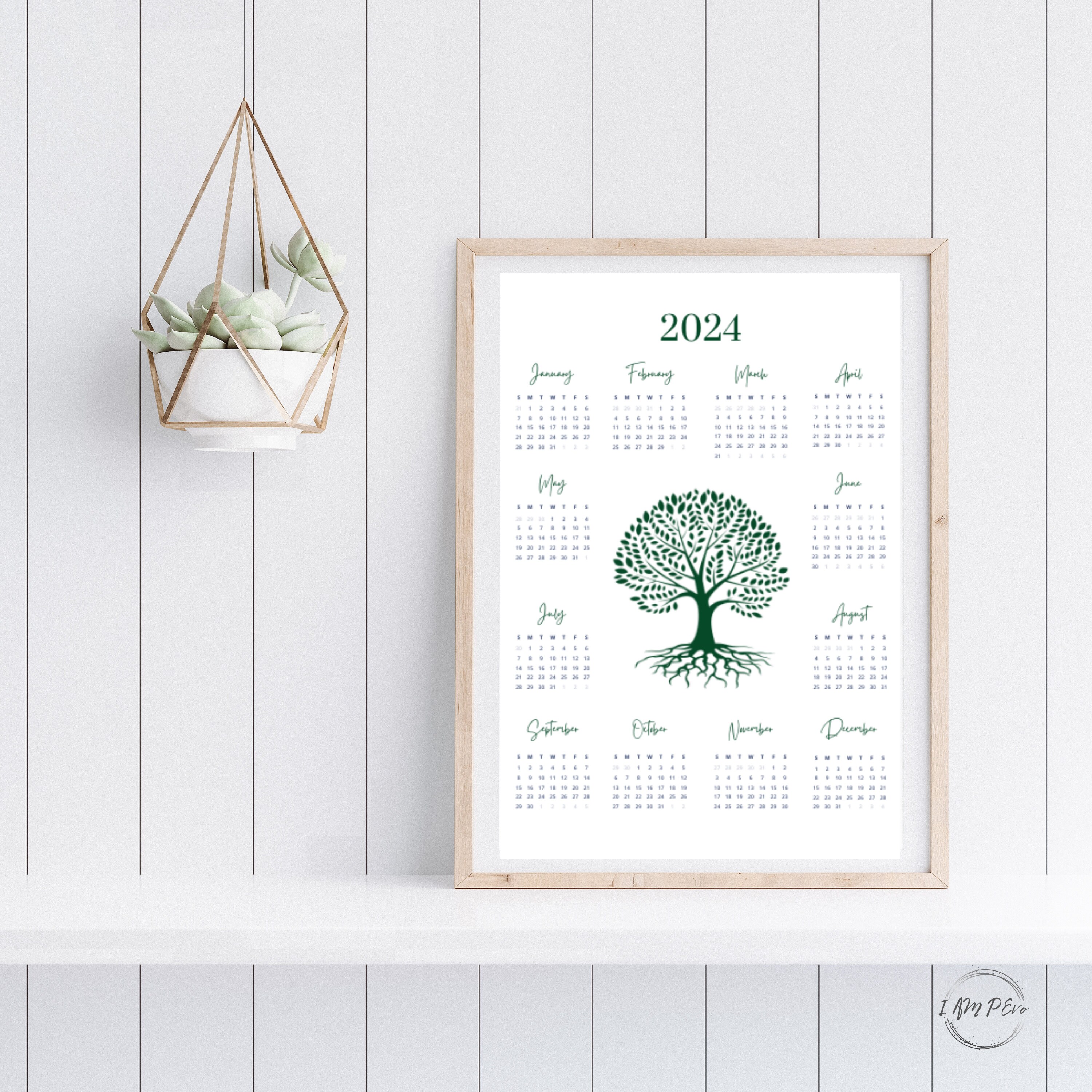 2024 Tree of Life Wall Calendar, Instant Download, PNG File, Printable ...
