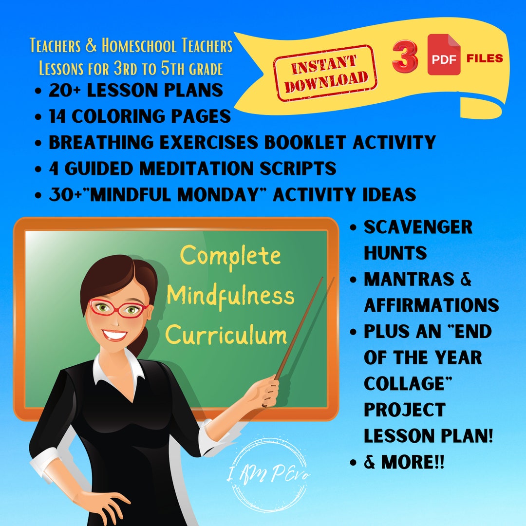 Complete Mindfulness Curriculum for 3rd to 5th Graders, Instant ...