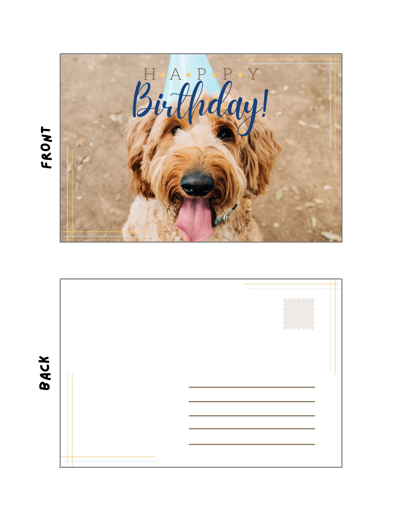 6x4 Inch Printable Postcard, Happy Birthday, Dog Postcard, INSTANT ...