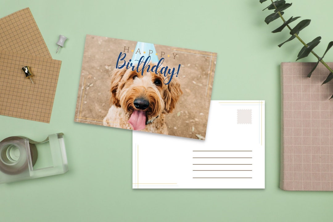 6x4 Inch Printable Postcard, Happy Birthday, Dog Postcard, INSTANT ...