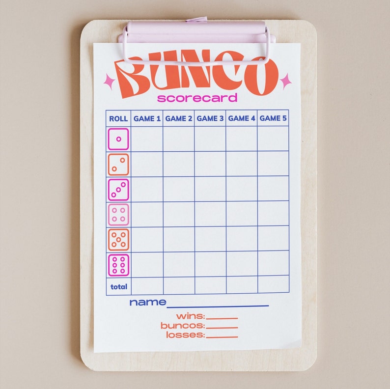 INSTANT DOWNLOAD BUNCO Party Game Retro Pink/orange Funky - Etsy