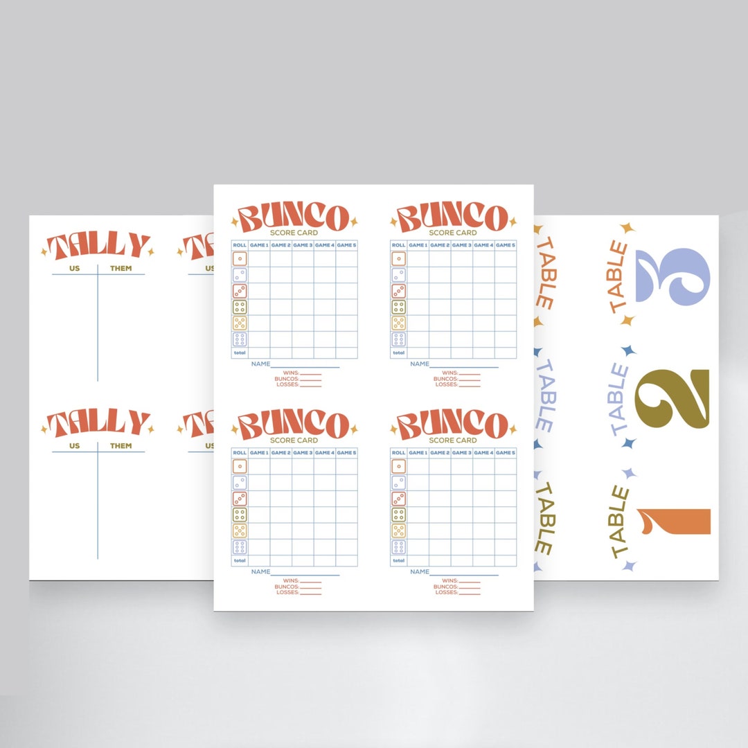 INSTANT DOWNLOAD BUNCO Party Game Retro Colorful Fun Organic Design - Etsy