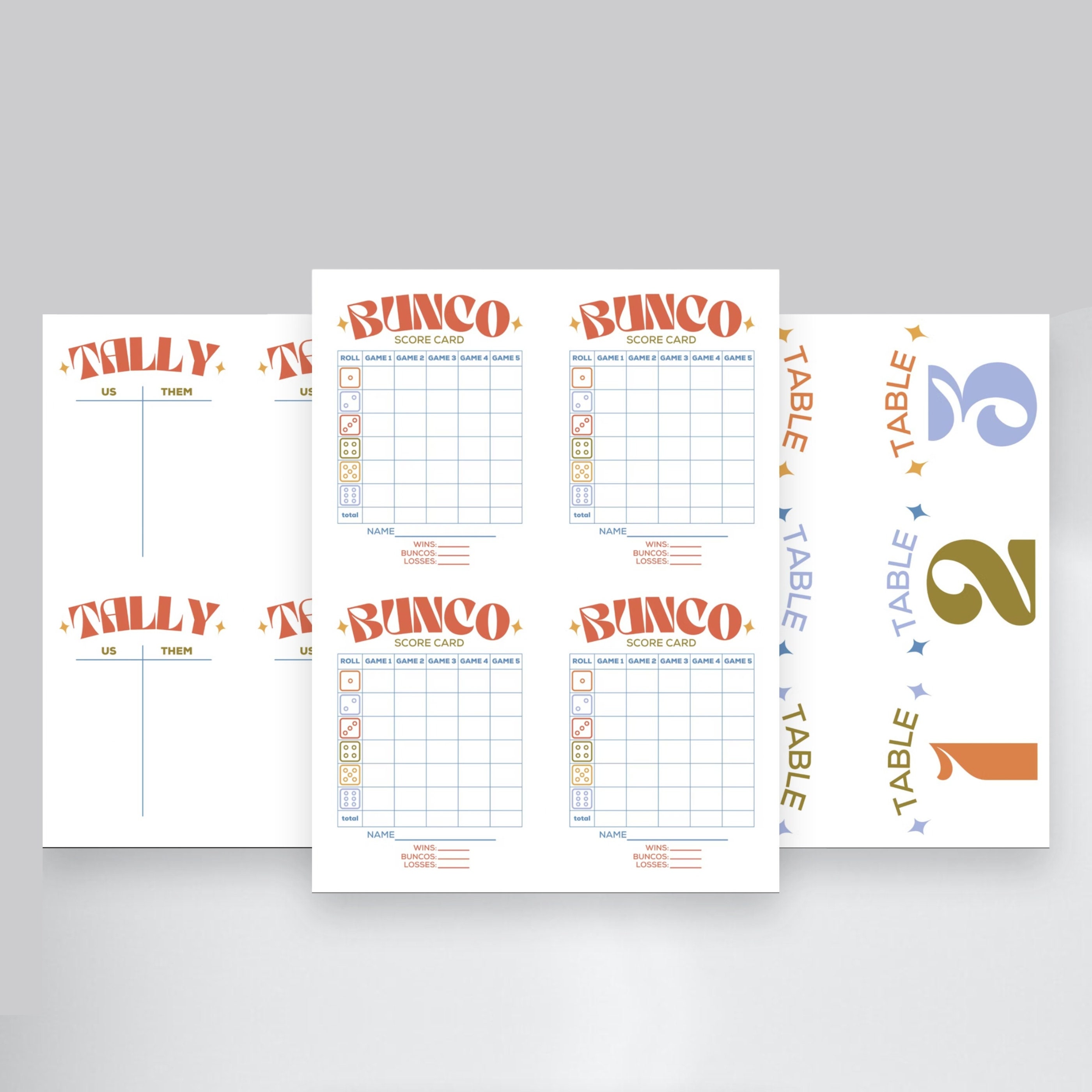 INSTANT DOWNLOAD BUNCO Party Game Retro Colorful Fun Organic Design - Etsy