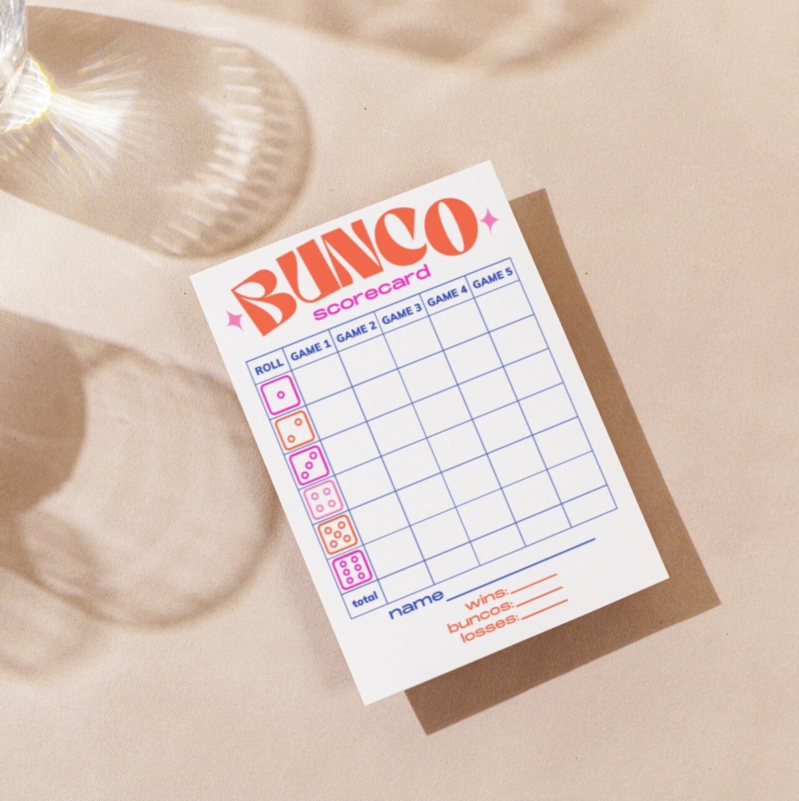 INSTANT DOWNLOAD BUNCO Party Game Retro Pink/orange Funky - Etsy