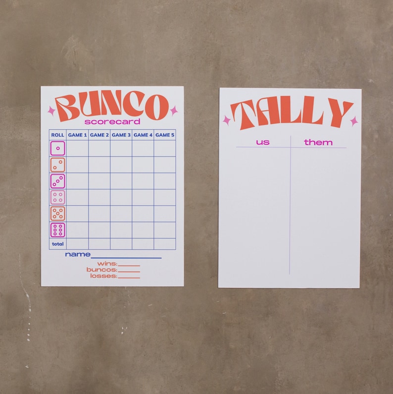 INSTANT DOWNLOAD BUNCO Party Game Retro Pink/orange Funky - Etsy
