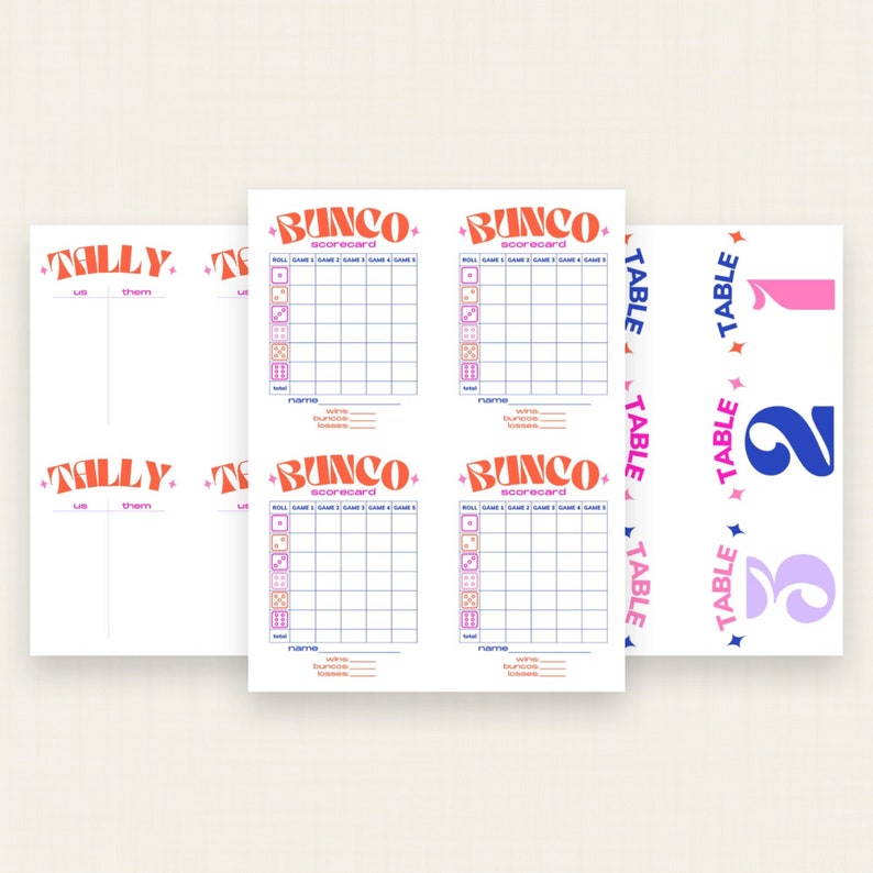 INSTANT DOWNLOAD BUNCO Party Game Retro Pink/orange Funky - Etsy