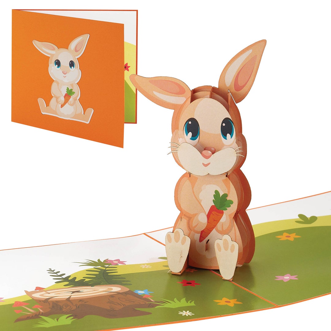 IOYOUNOW Pink Bunny Pop up Card 12x6 Inch Greetings Card With Amazing ...