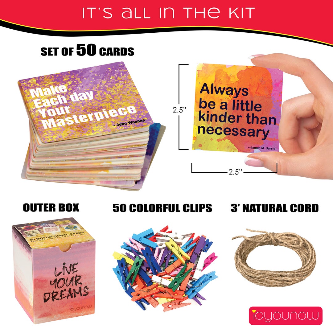 Motivation Inspiration Affirmation Cards, With BONUS 50 Wooden Pins ...