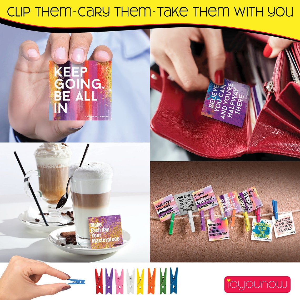 50 Motivational Cards 2.5x2.5 Affirmations Cards Inspirational Cards ...