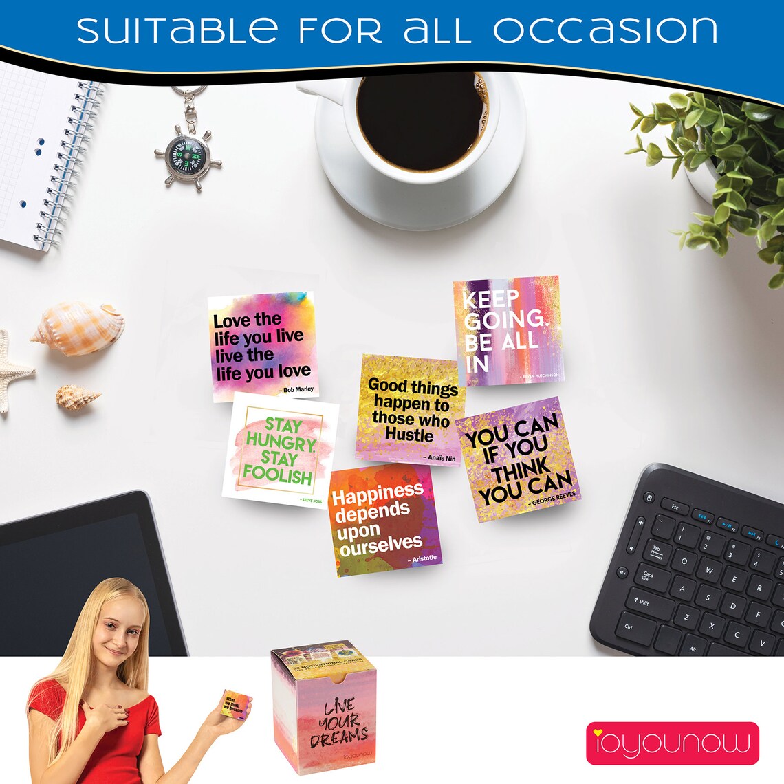 50 Motivational Cards 2.5x2.5 Affirmations Cards Inspirational Cards ...