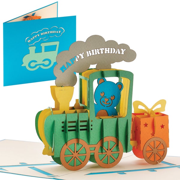 Pop up Train Birthday Card - Etsy