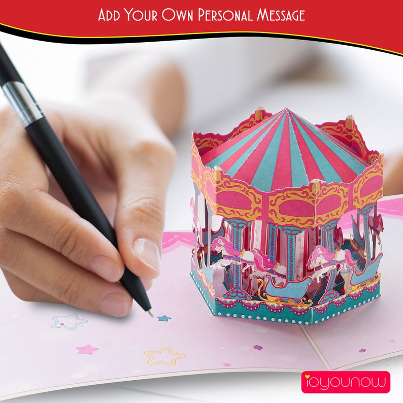 Carousel Pop up Birthday Card: Laser-cut 3D Design - Etsy