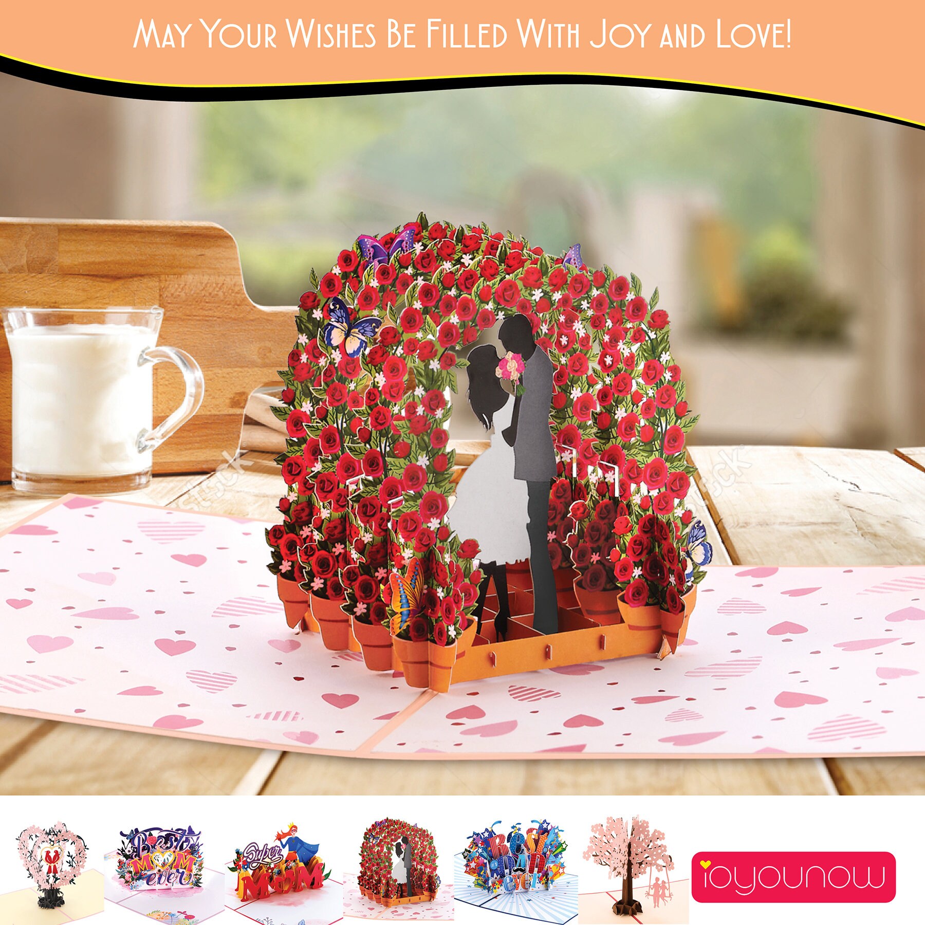 Rose Love Arch Pop up Card 5x7 Pop up Card for Couple, Valentines ...