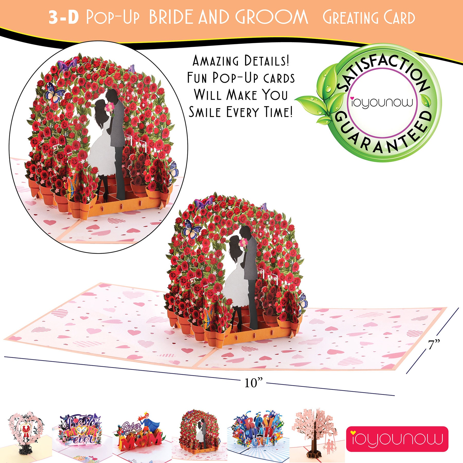 Rose Love Arch Pop up Card 5x7 Pop up Card for Couple, Valentines ...