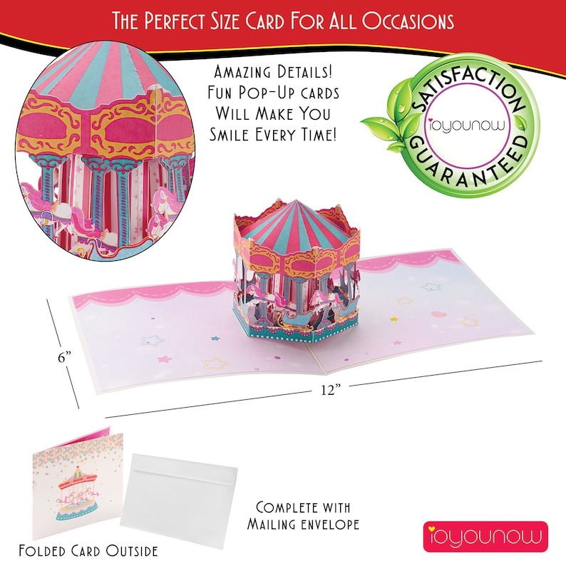 Carousel Pop up Birthday Card: Laser-cut 3D Design - Etsy