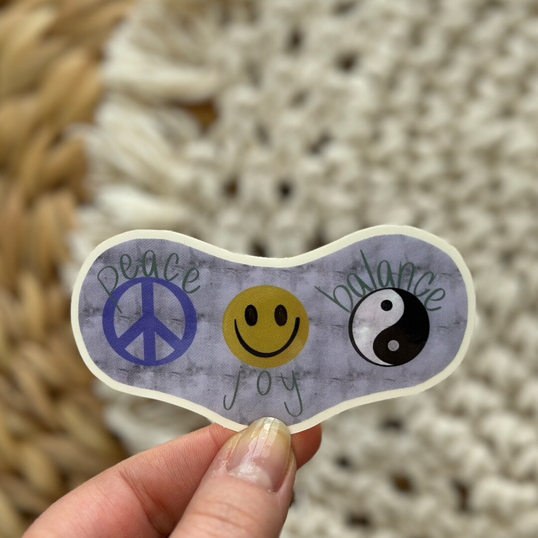 Hand-drawn Peace, Joy, Balance Sticker - Clear Vinyl, Waterproof ...