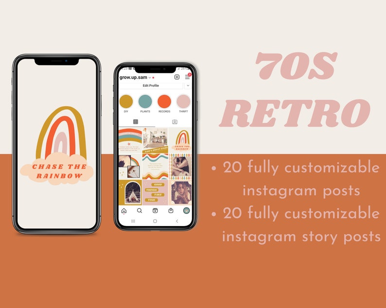 70s Retro Instagram / Retro Instagram Post / Customizable IG - Etsy