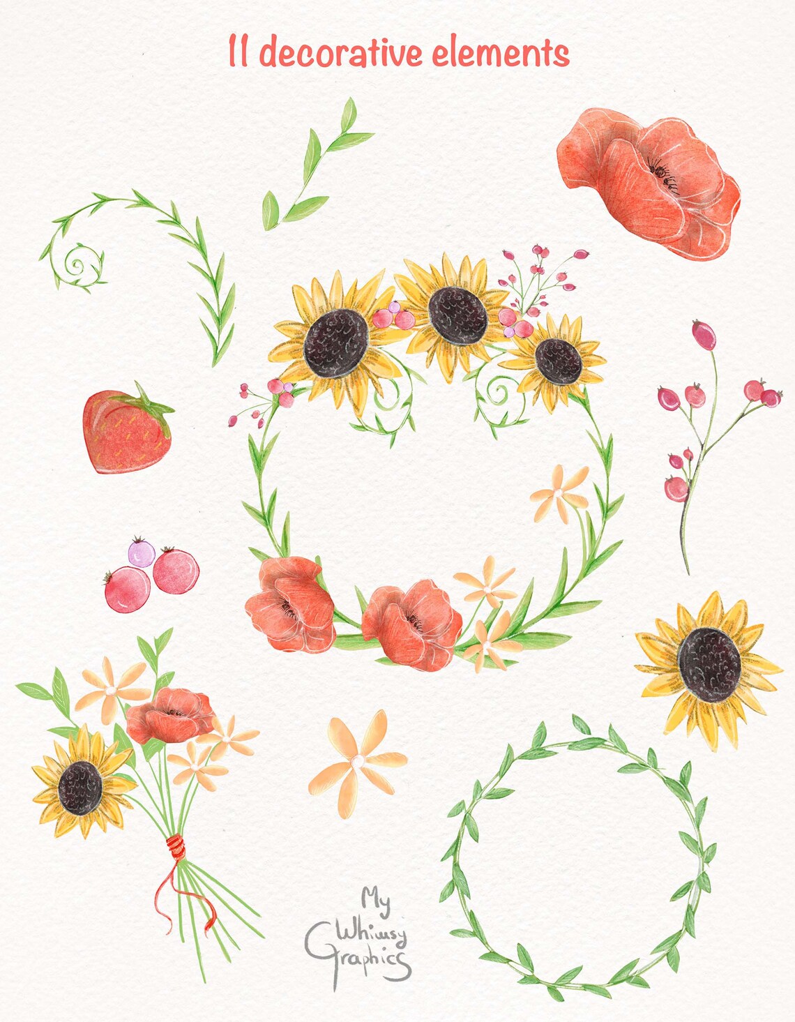 Cute Mice Clipart, Mouse Clipart, Cottage Core Clipart, Flowers Clipart ...