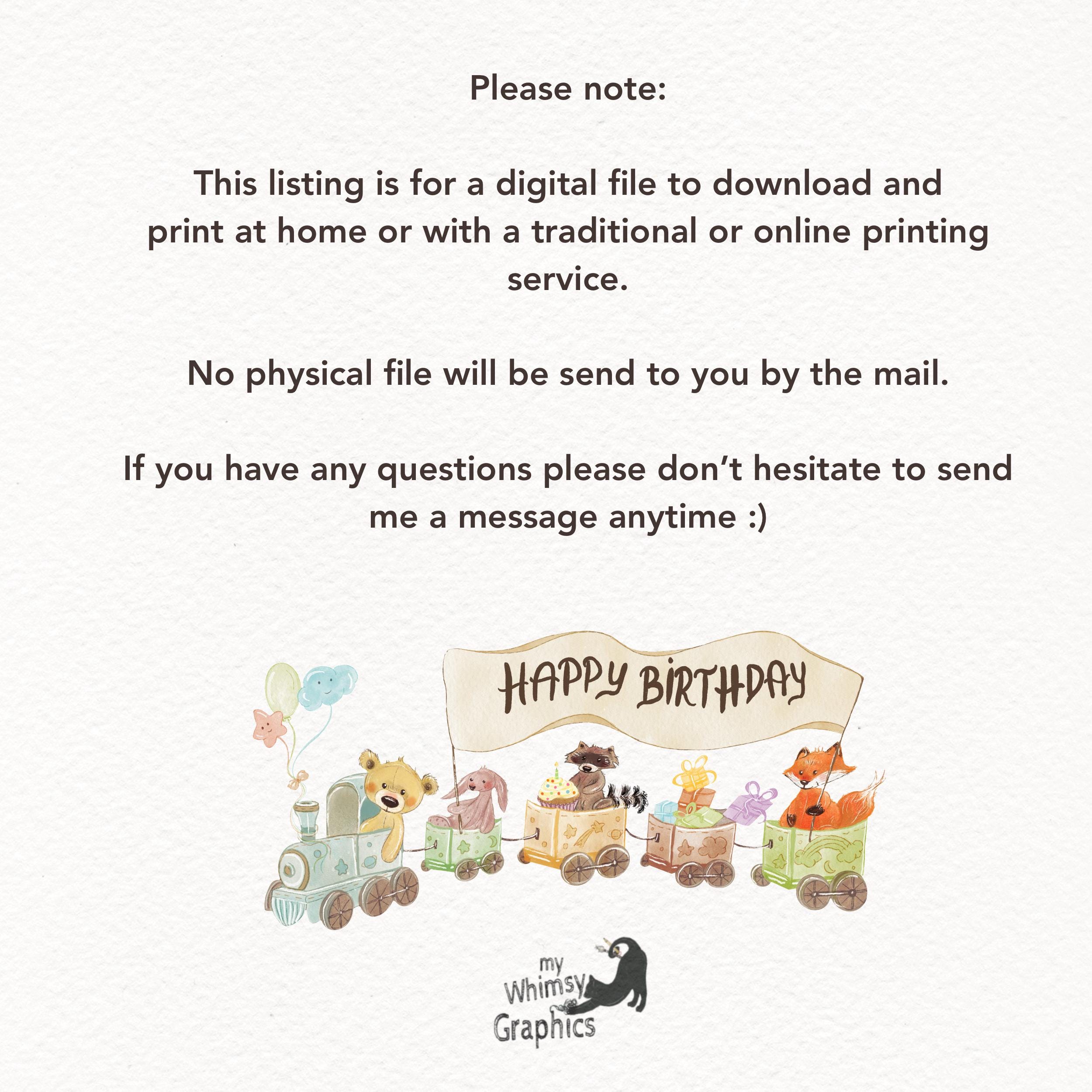 Watercolor Birthday Train Clipart, Hand-drawn Plush Woodland Animals ...