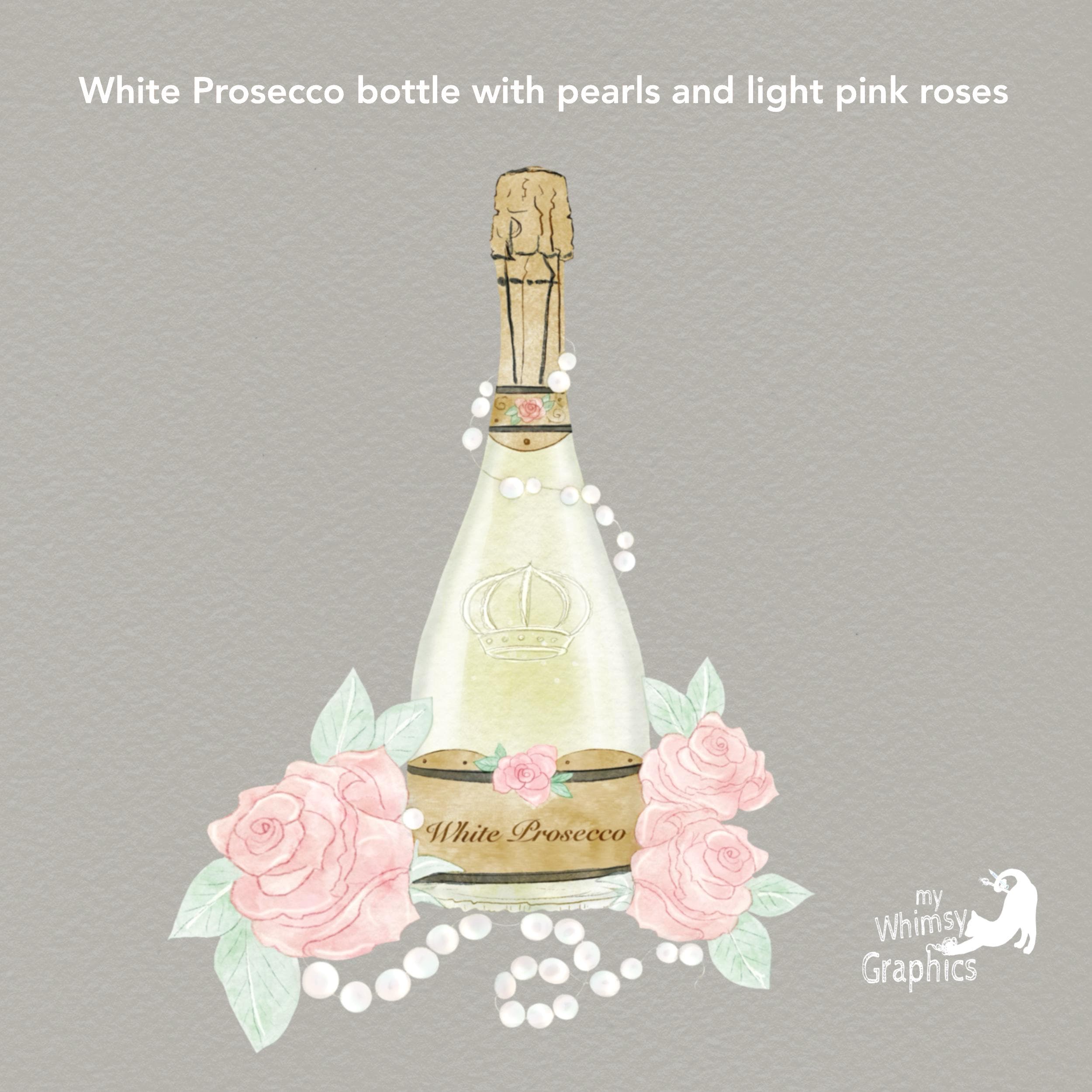 Prosecco and Pearls Hand-painted Clipart, Watercolor Bridal Shower and ...