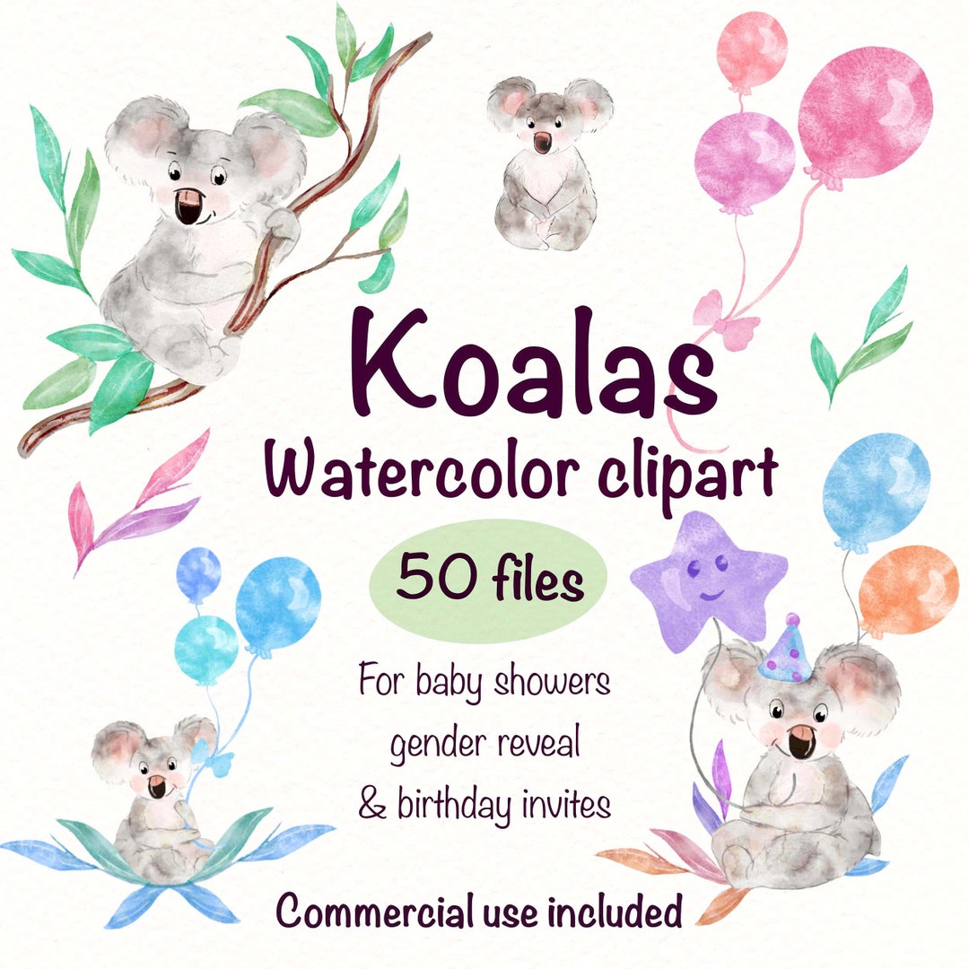 Watercolor Illustration Clipart Koala, Cute Baby Koala Png Illustration ...