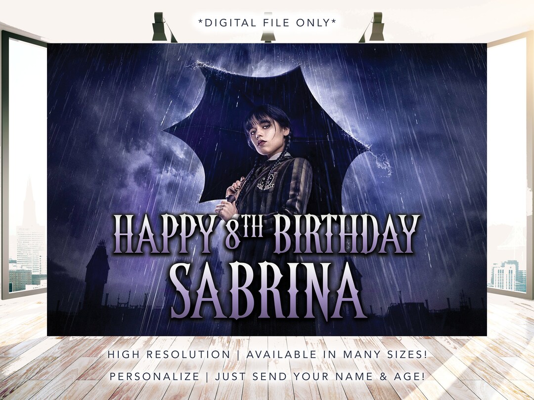 Wednesday Birthday Party Backdrop DIGITAL FILE 40x20, 50x30, 60x40 ...