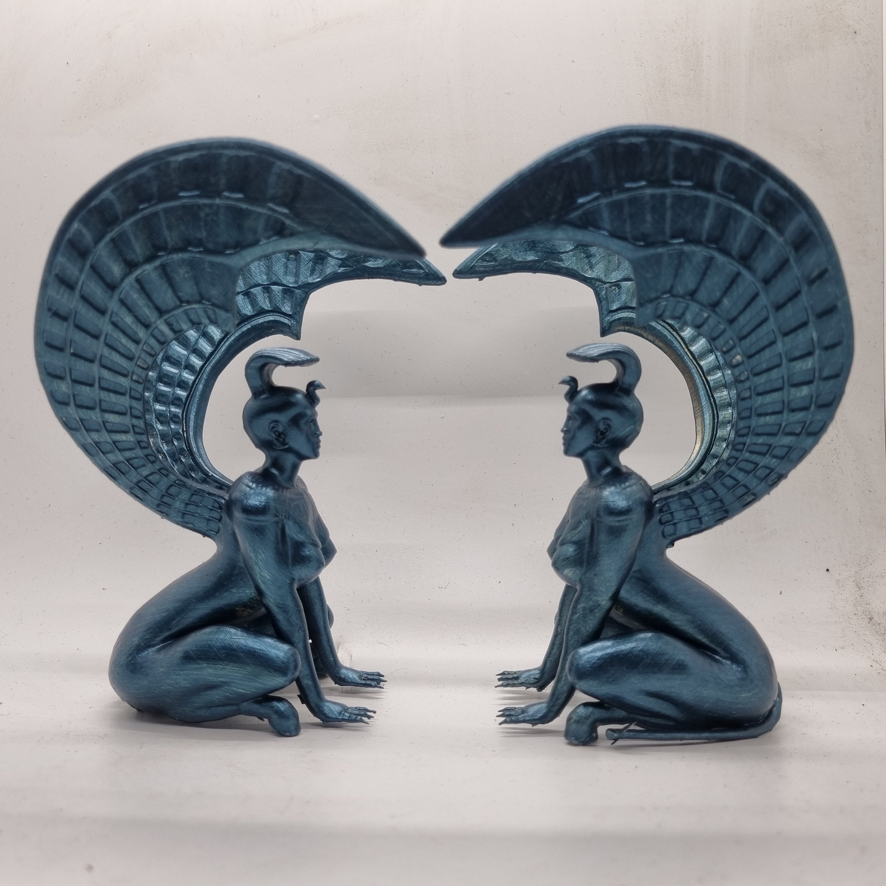 Metallic Blue Southern Oracle Sphinxes, 3d Printed Gift, 80's Movie ...