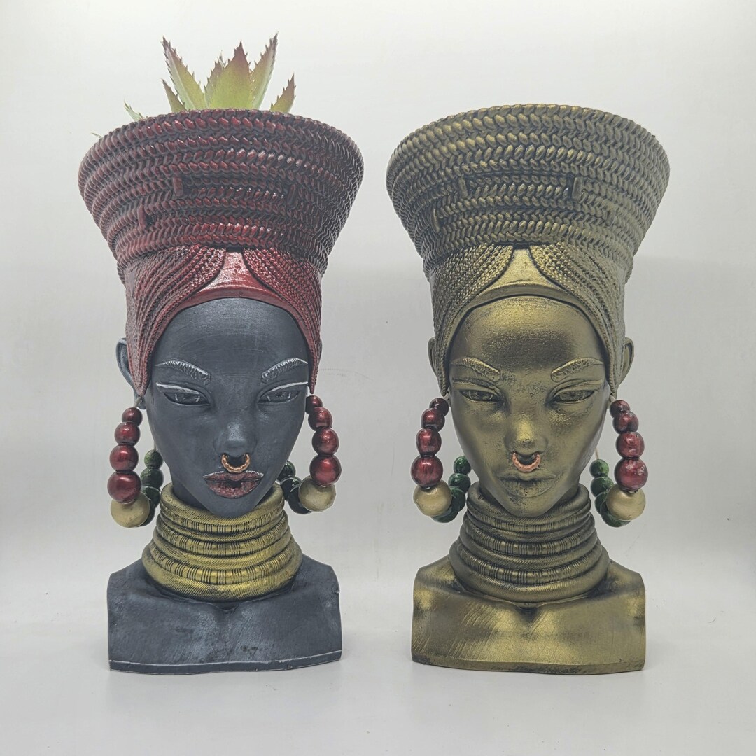 9" African Queen Plant Pot, Black Woman Bust, African American Woman ...