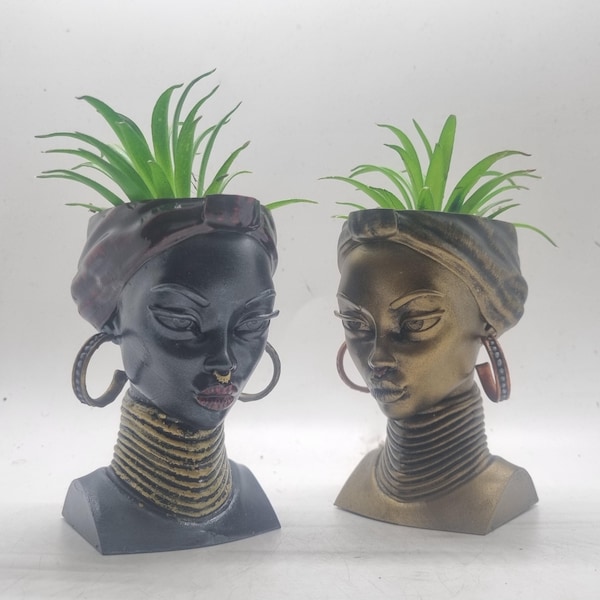 Terracotta Face Planter Pots With Headwrap Pot Head Gift - Etsy Finland