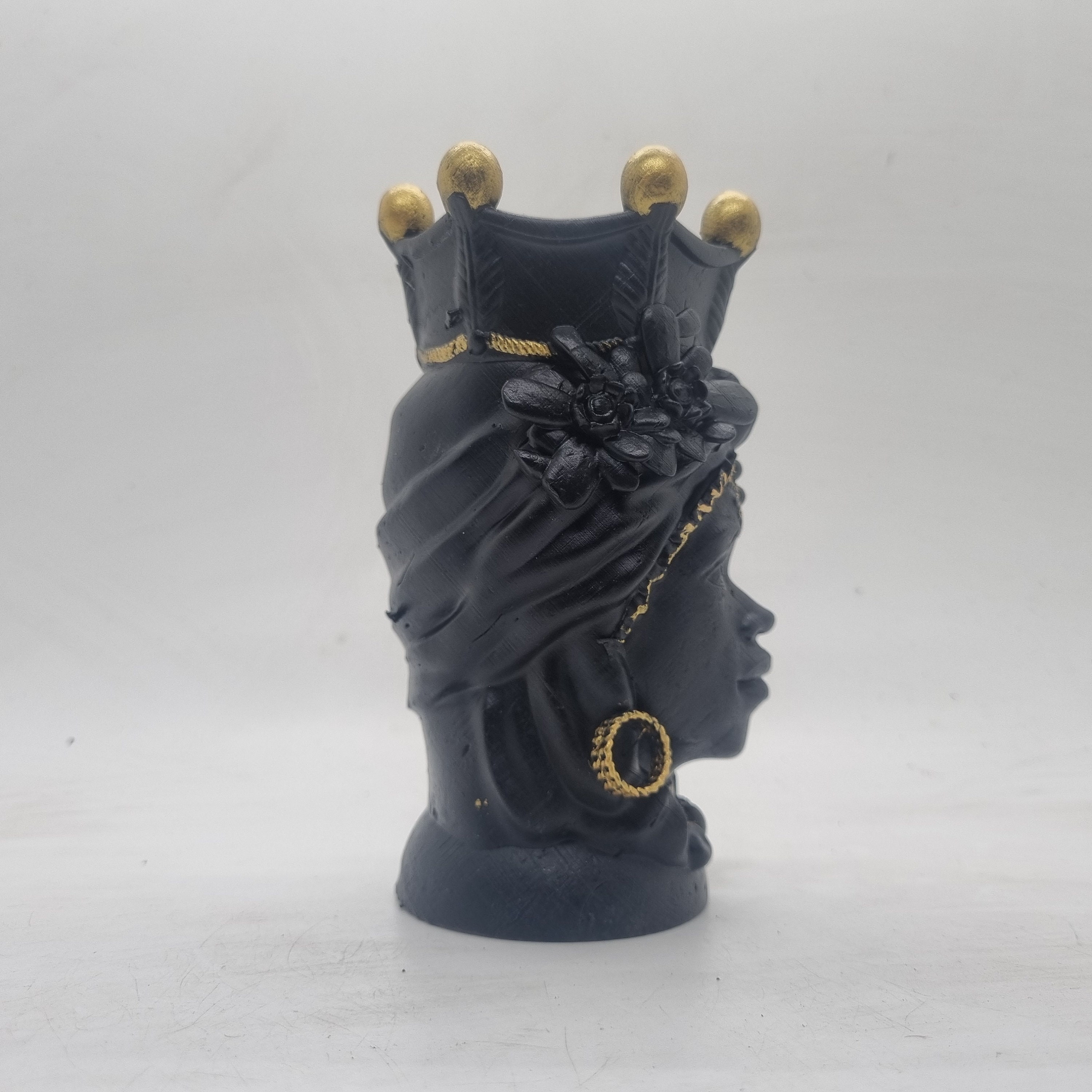 Black and Gold Testa Di Moro. Female Moorish Head, African Lady Statue ...