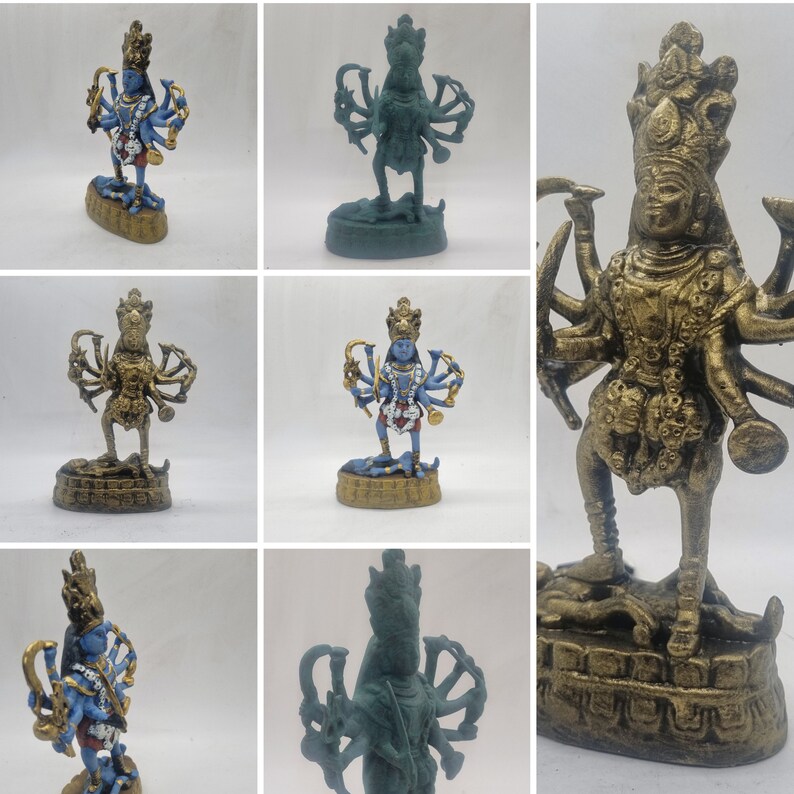 Patina Kali Statuette,resin Hindu God Statue, 3d Printed Figure, Indian ...