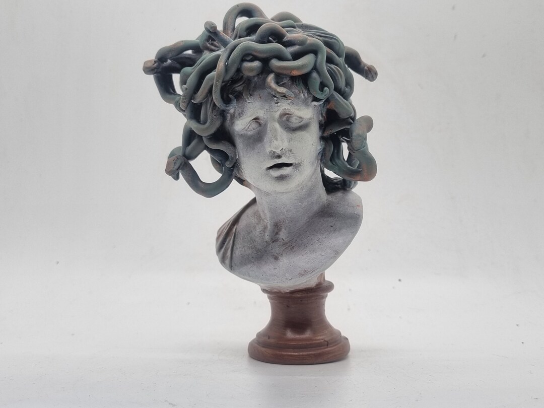3d Printed Medusa Bust, Marble Effect Statue,copper and Patina Snakes ...