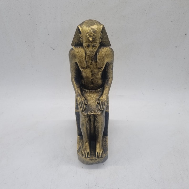 Gold Coloured Pharaoh "amenhotep Iii", Enthroned Egyptian King Statue ...