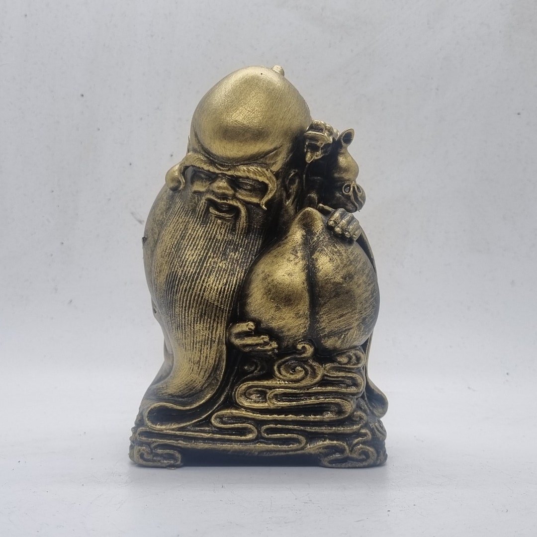 Gold Coloured Shou Xin Gong Statuette, God of Longevity Figurine ...