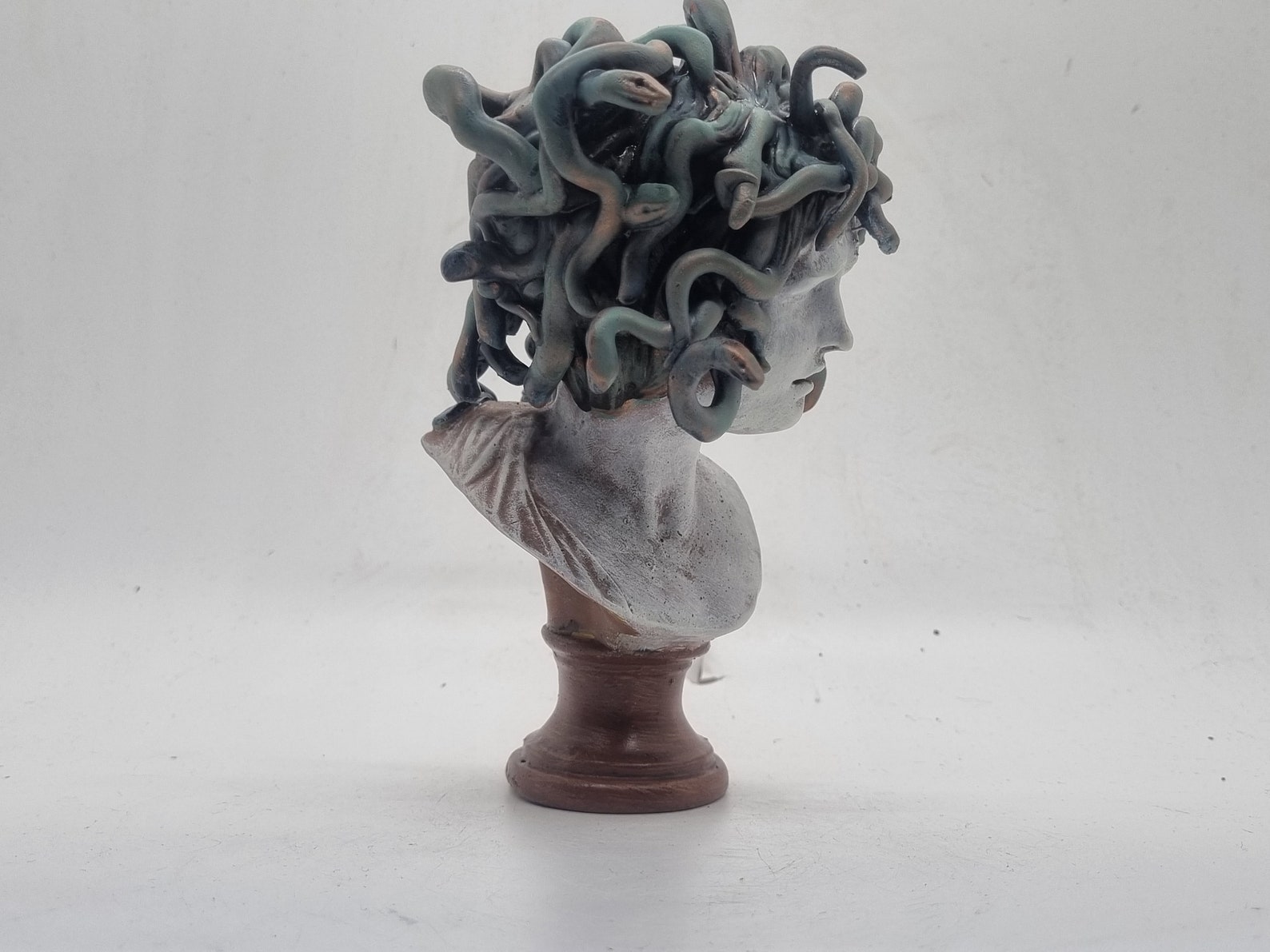 3d Printed Medusa Bust, Marble Effect Statue,copper and Patina Snakes ...