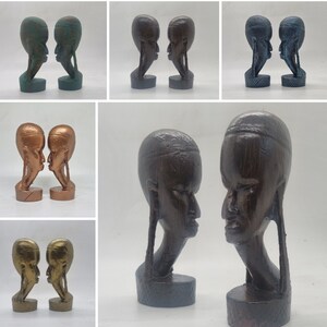 Copper Colour African Head Figurines, 3d Printed Tribal Art Bust ...