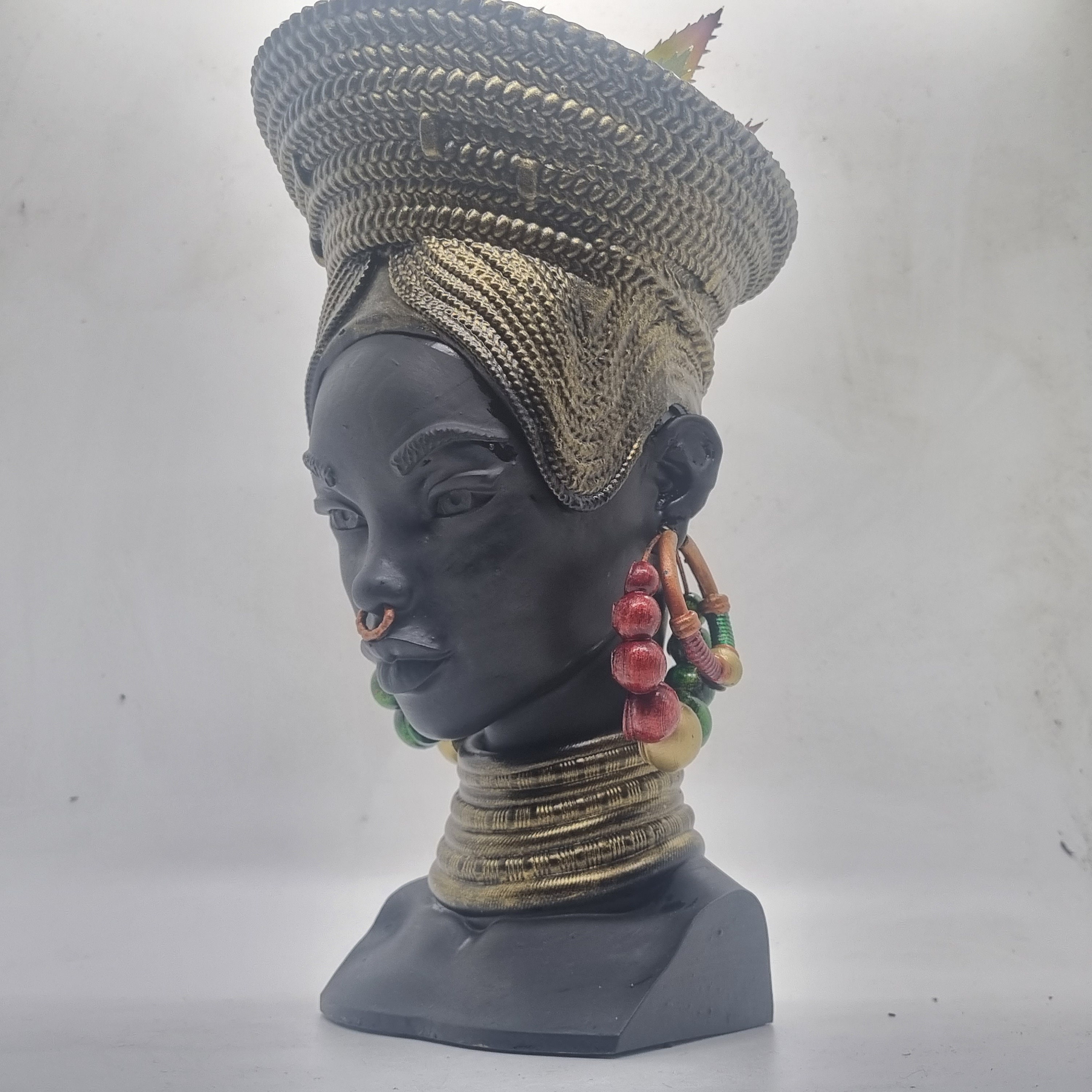 9 Black and Gold African Queen Plant Pot, Female Bust, African American ...