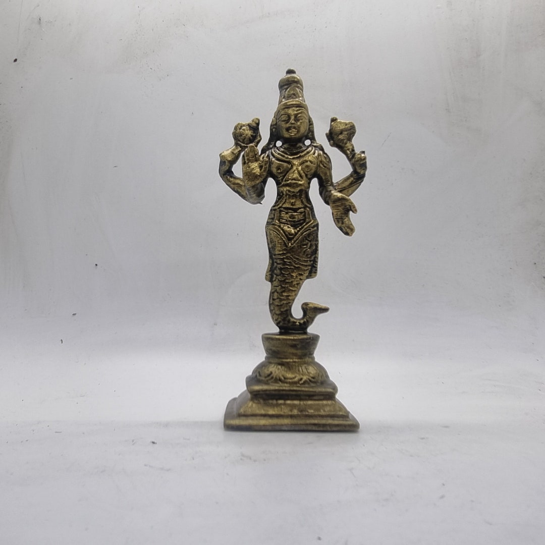 Gold Colour Vishnu First Avatar Figurine, Matsya Statue,hindu God ...