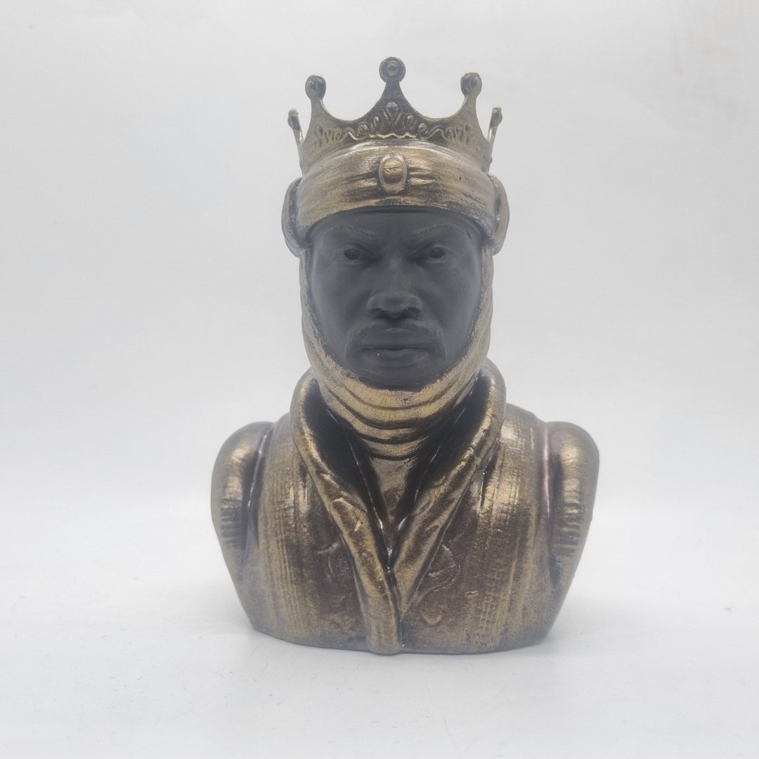 Bronze and Black Mansa Musa Bust, 3d Printed Statue, African Tribal Art ...