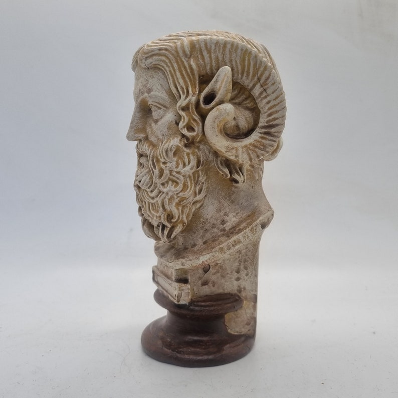 Zeus Ammon Bust Statuette, 3d Printed Roman Art, Hellenistic Marble ...